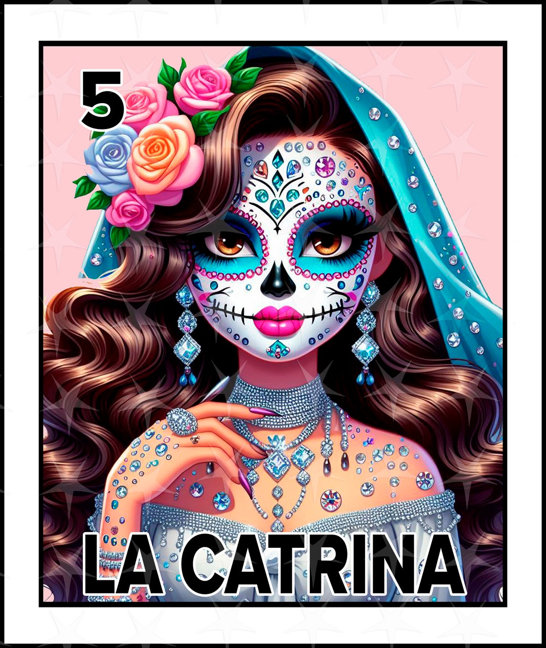 La Catrina Loteria Card: Spanish Sublimation Design (PNG Digital ...