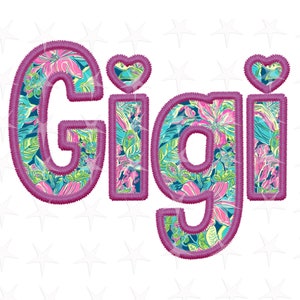 Gigi Faux Embroidery PNG Sublimation Design, Gigi Floral PNG File for ...