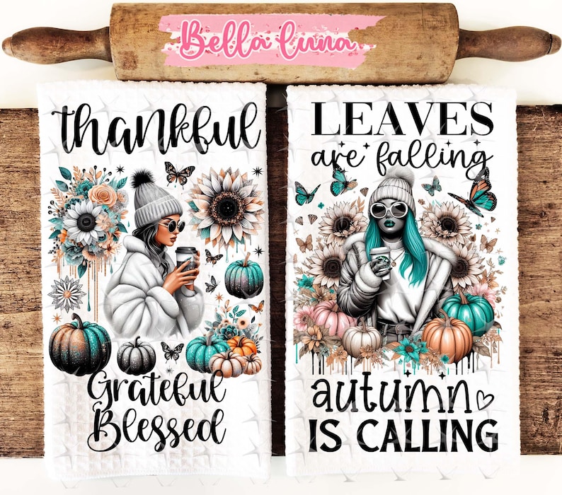 Autumn Kitchen Towel Sublimation Design: Fall Print (digital Download ...