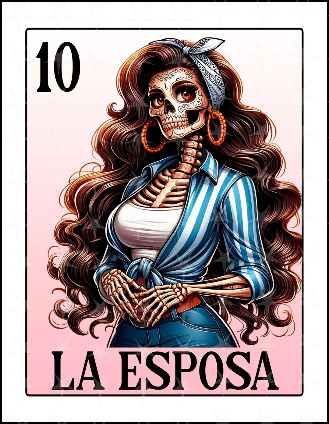 Loteria Card En Espanol, Sublimation Design, La Esposa Skeleton Png ...