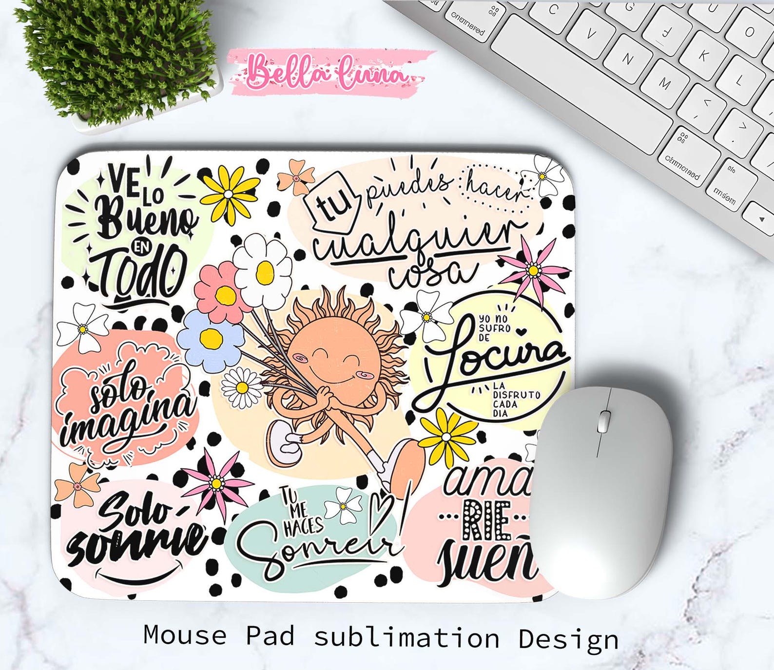 Spanish Motivational Mouse Pad Design: Self Love Quotes (digital ...