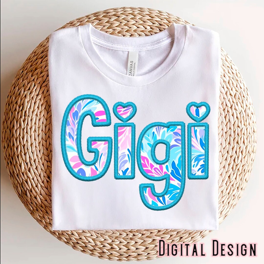 Gigi Faux Embroidery PNG Sublimation Design, Gigi Floral PNG File for ...