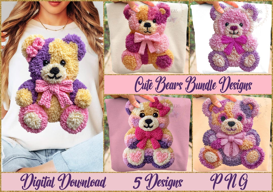 Bear Bundle Designs, Faux Yarn Bears Design, Valentine's Day 5 Designs ...
