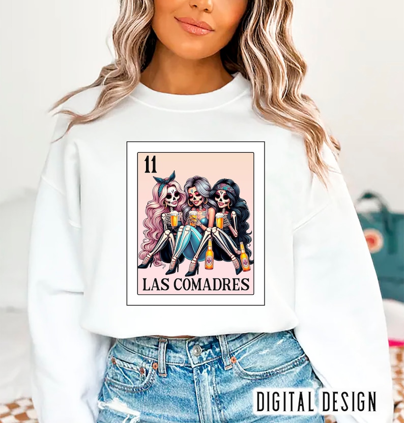 Las Comadres Loteria Card, Skeleton Sublimation Design (digital ...