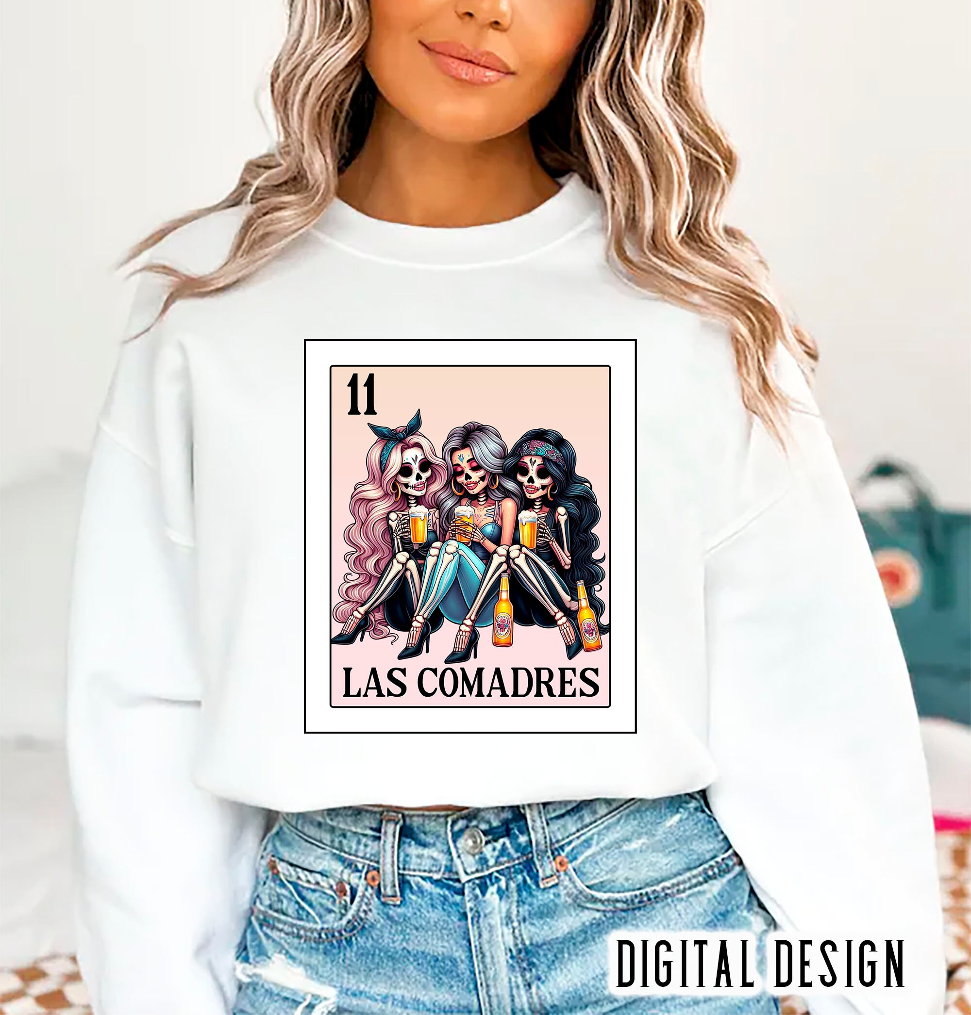 Las Comadres Loteria Card, Skeleton Sublimation Design (digital ...