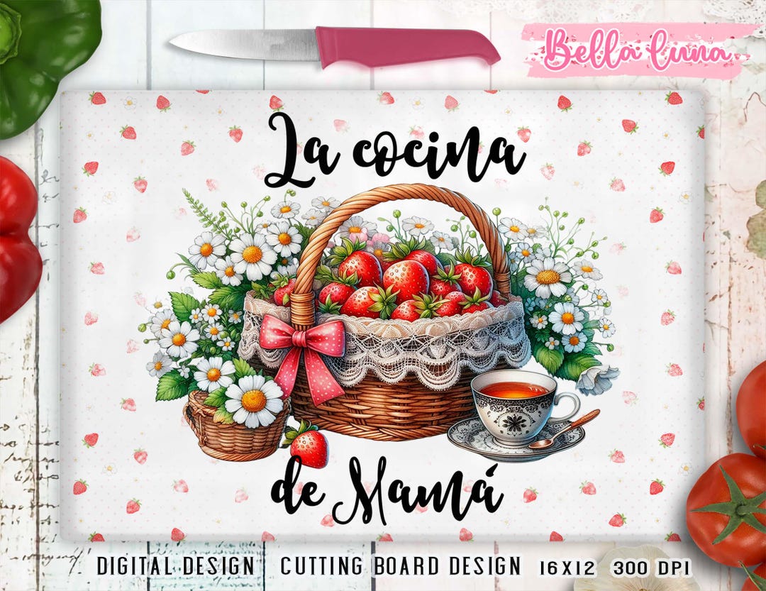 Spanish La Cocina De Mama, Cutting Board Sublimation Design, Cutting ...