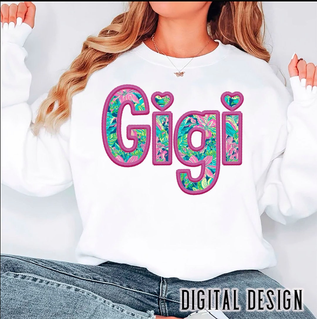 Gigi Faux Embroidery PNG Sublimation Design, Gigi Floral PNG File for ...
