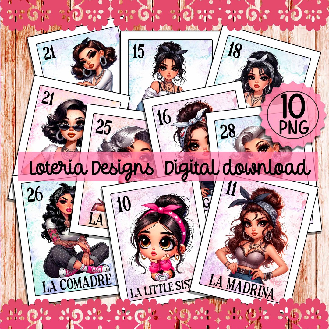 Loteria Card PNG Bundle: Spanish Family Girls Designs (digital Download ...
