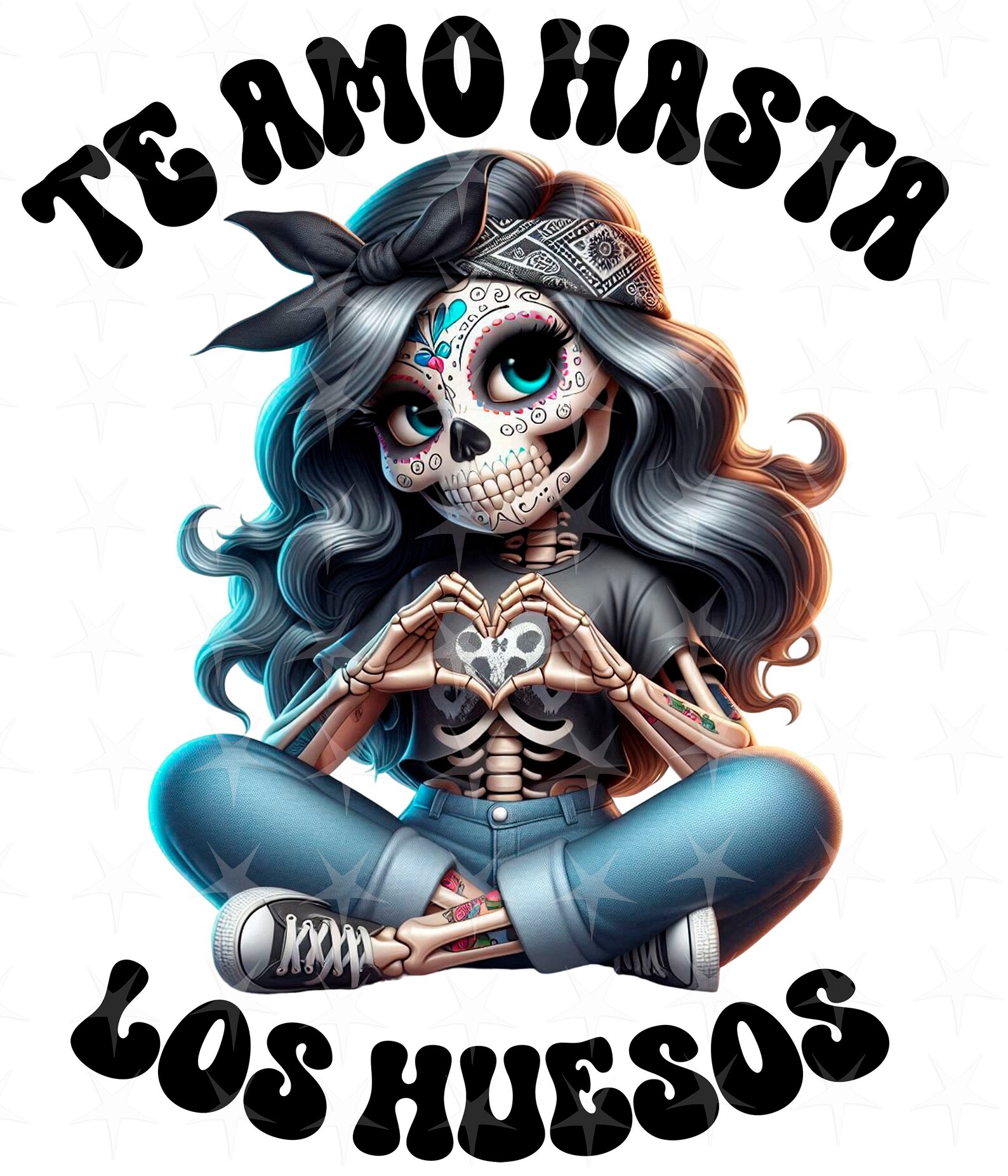 Spanish Skeleton Design: Te Amo Hasta Los Huesos (digital Download) - Etsy
