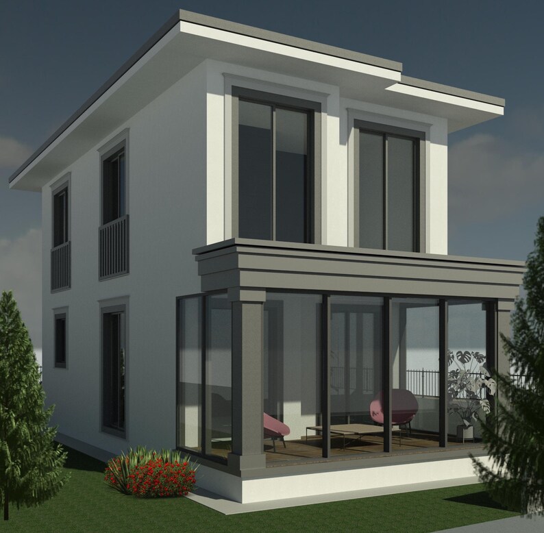 Architectural Project,white ,village House,plan,project,modern House ...