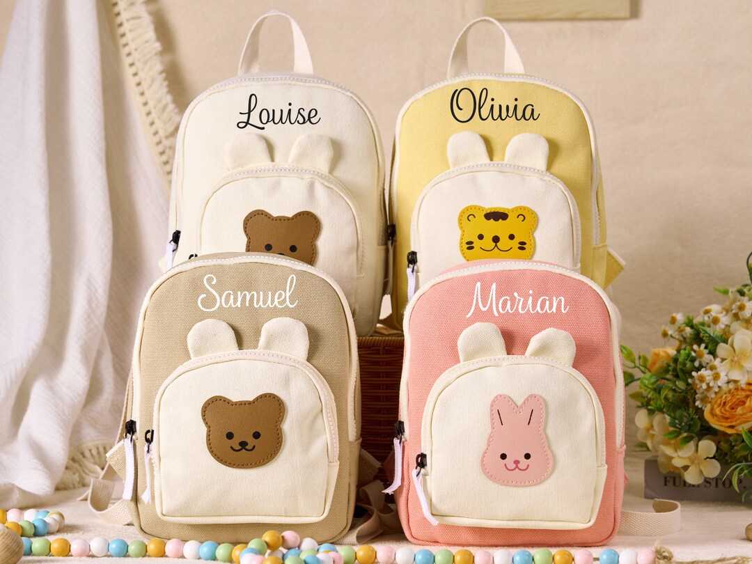 Personalized Canvas Kids Backpack Toddler Backpack With Name Kids Child ...