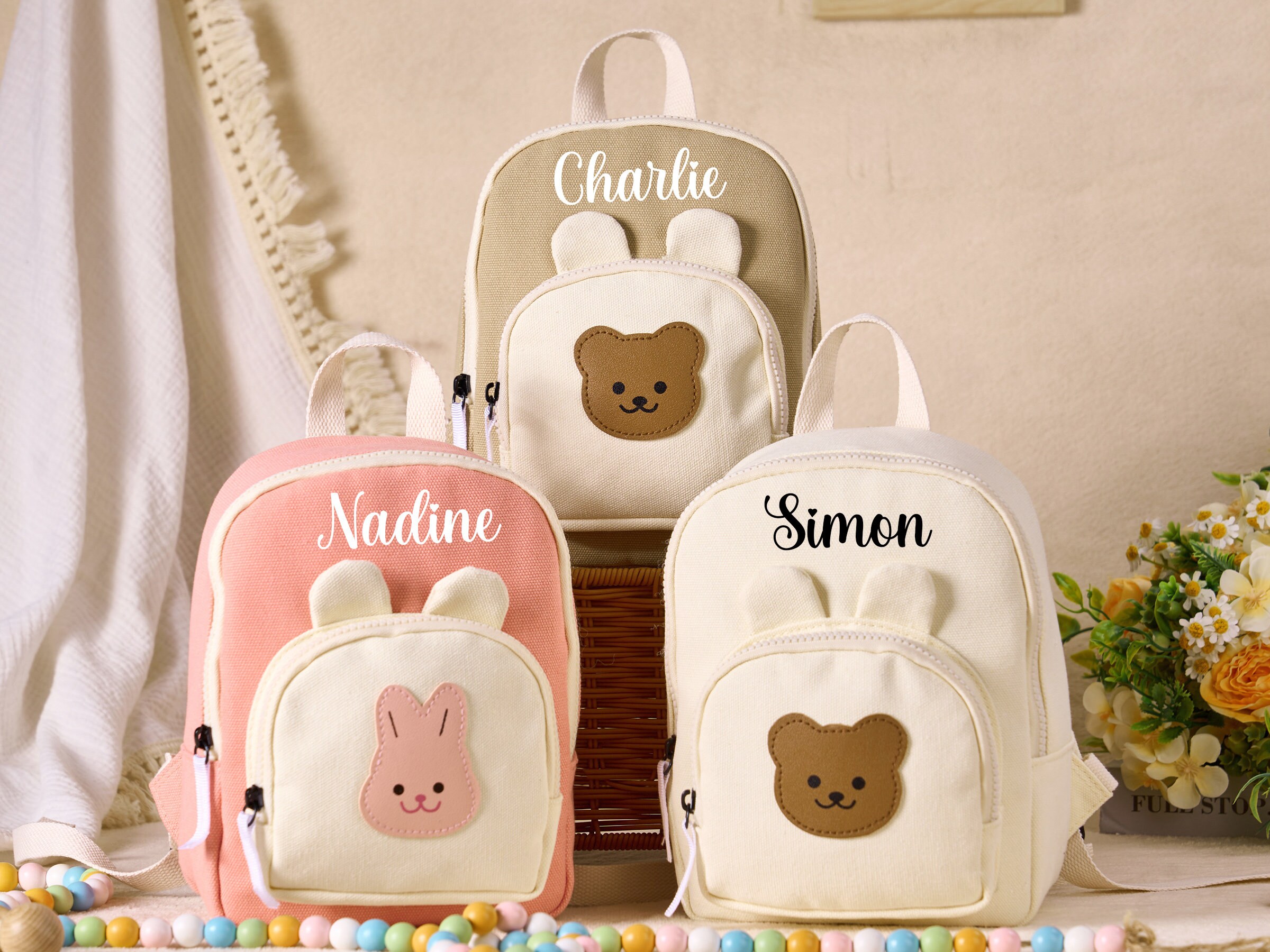 Personalized Canvas Kids Backpack Toddler Backpack With Name Kids Child ...