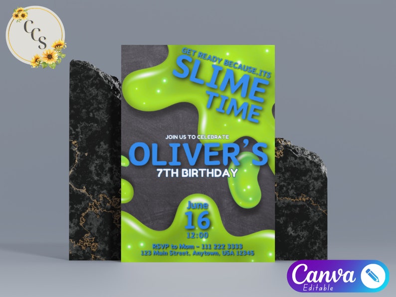 Editable Slime Birthday Party Invitation Template Printable Slime Party ...