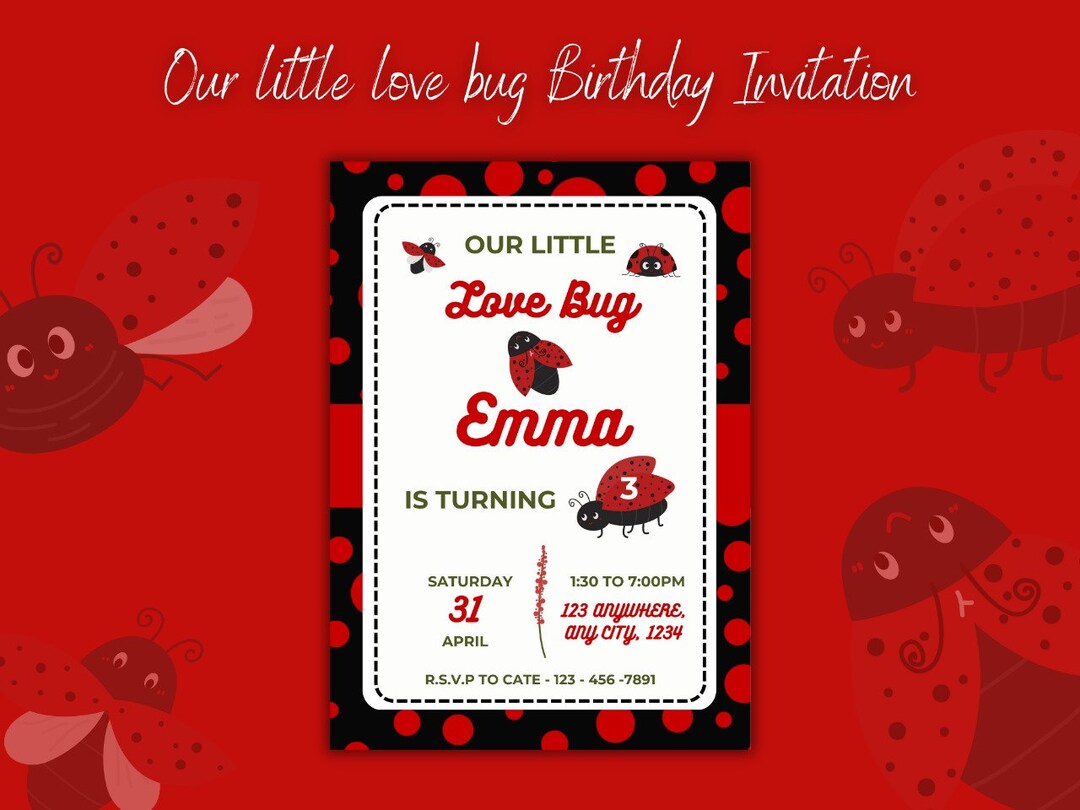Charming our Little Love Bug Birthday Party Template Perfect for Your ...