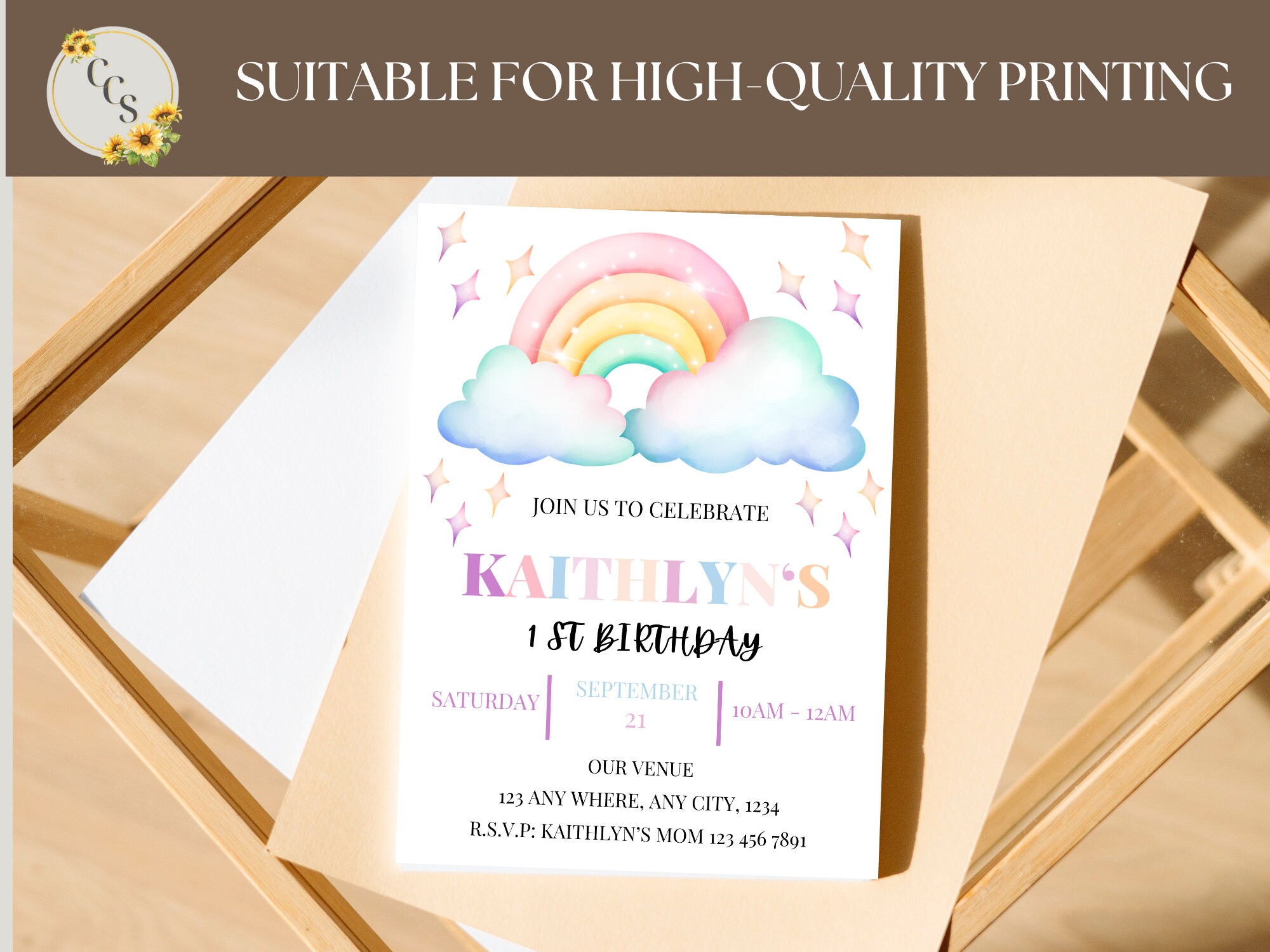 Watercolor Rainbow Birthday Invitation Rainbow Invite Colorful Rainbow ...