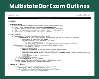 MBE Multistate Bar Exam Evidence Outline MBE Preparation Law Notes UBE ...