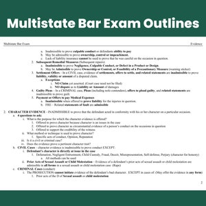 MBE Multistate Bar Exam Evidence Outline MBE Preparation Law Notes UBE ...