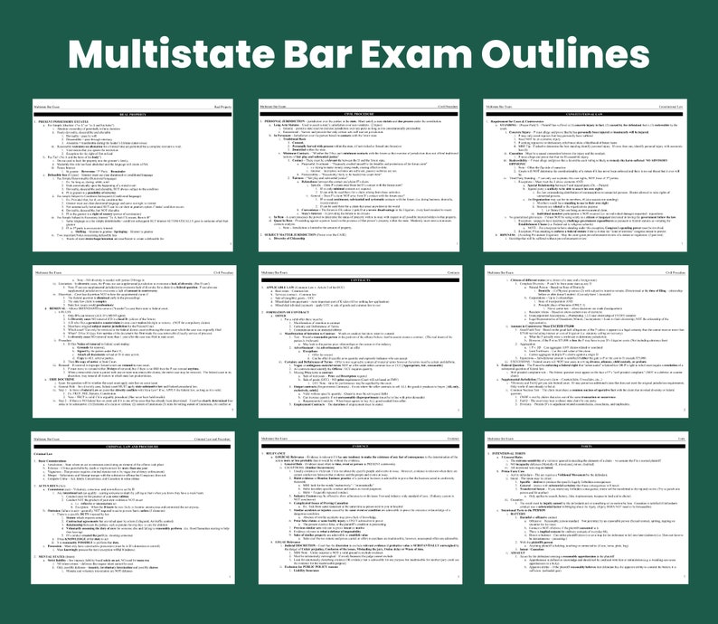MBE Bar Exam Outlines: All 7 Subject Areas Multistate Bar Exam Prep ...