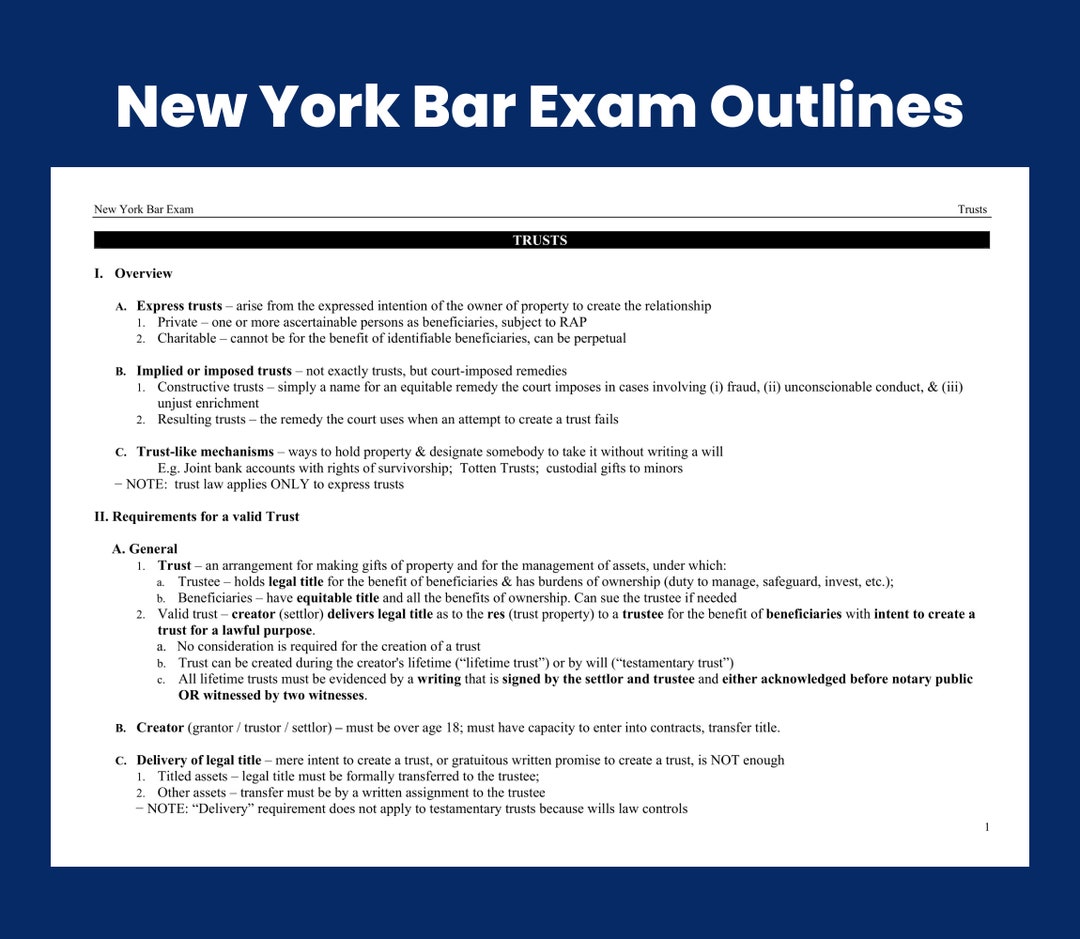 New York Bar Exam - Trusts Outline - New York Law Course NYLC New York ...