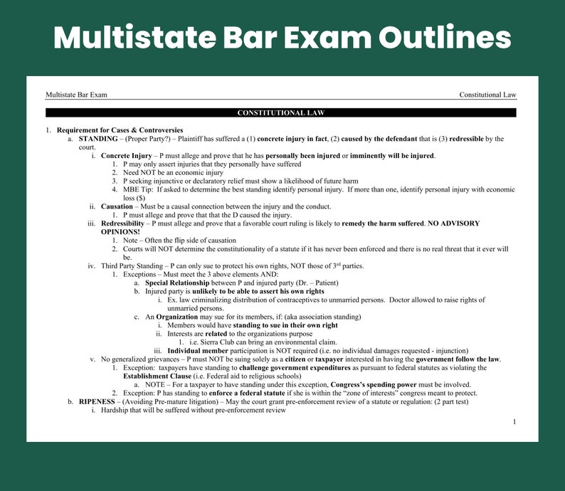 MBE Bar Exam Outlines: All 7 Subject Areas Multistate Bar Exam Prep ...