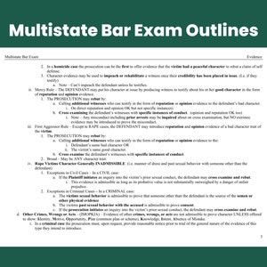 MBE Multistate Bar Exam Evidence Outline MBE Preparation Law Notes UBE ...