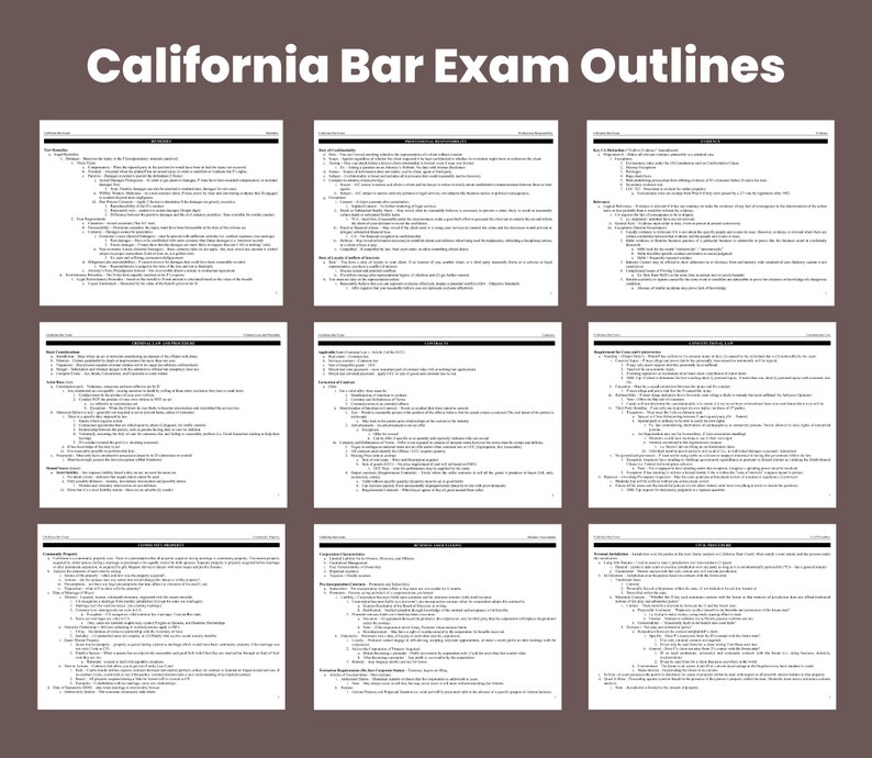 California Bar Exam Outlines All 13 Subjects CA State Bar Exam ...