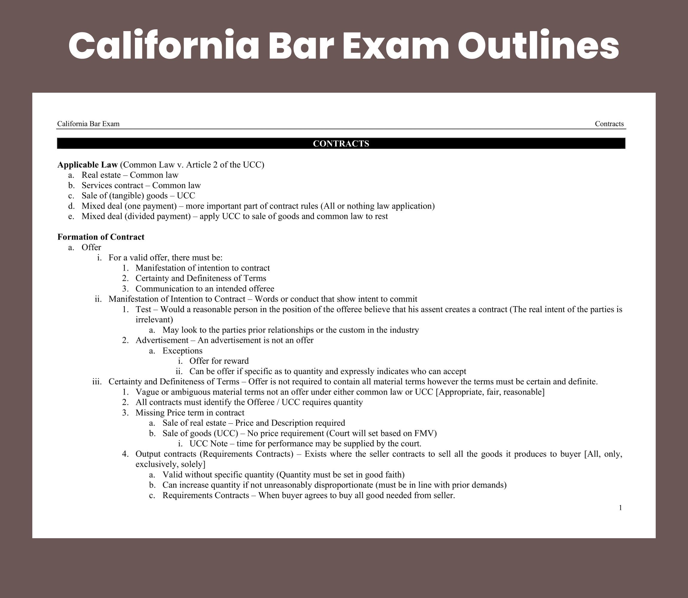 California Bar Exam Outlines: All 13 Subjects CA Bar Exam Prep Notes - Etsy