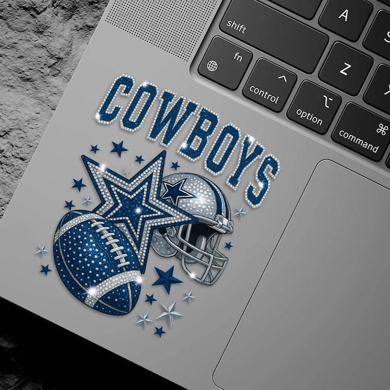 Cowboys Football Star Helmet PNG • Blue Silver Glitter (digital ...