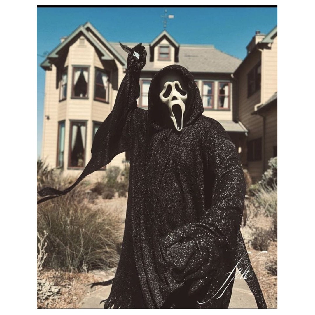 Custom Black Kw Scream Robe, Room Escape Cosplay Ghost Outfit, Sparkle ...