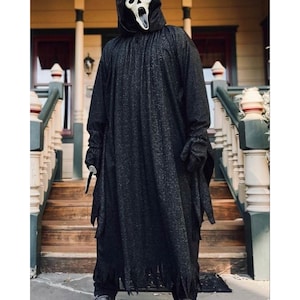 Custom Black Kw Scream Robe, Room Escape Cosplay Ghost Outfit, Sparkle ...
