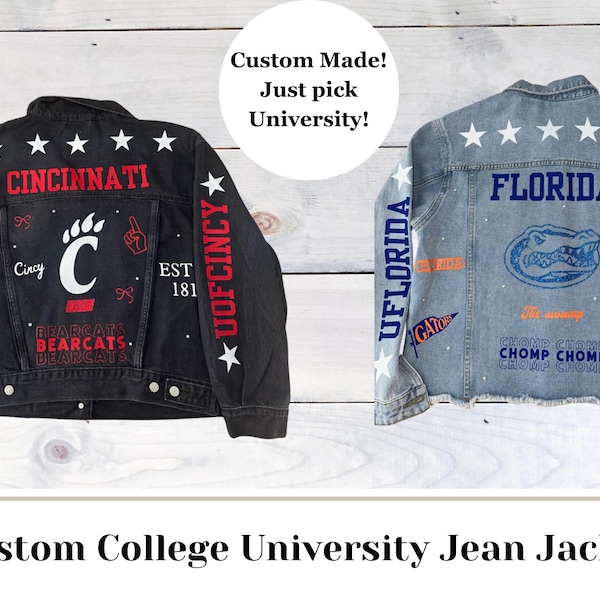 College Jean Jacket - Etsy