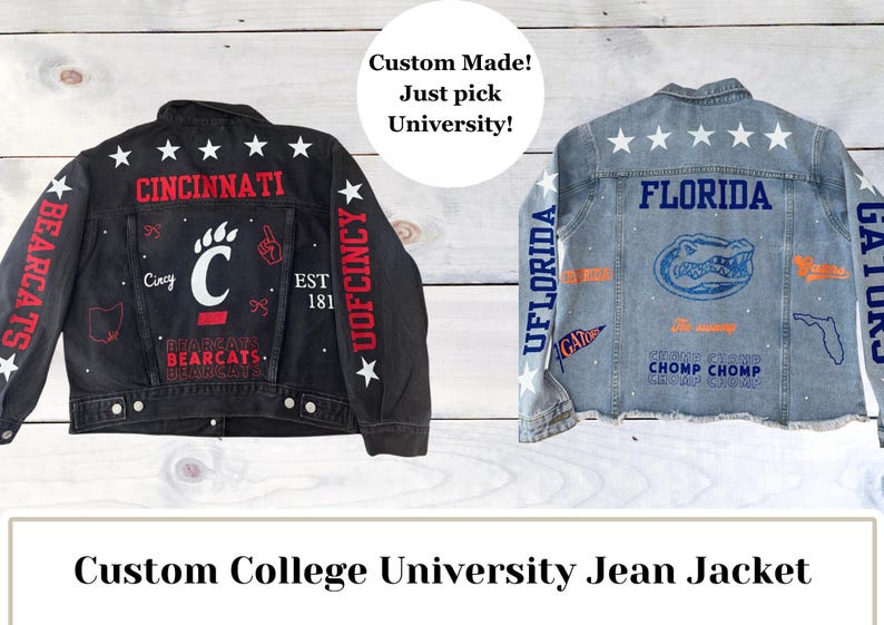 Custom University Jean Jacket. Unique to Buyers Style - Etsy