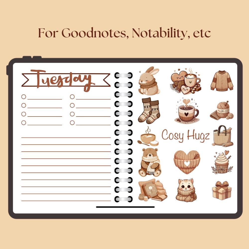 100 PNG Cozy Hygge Digital Stickers - Warm and Relaxing Printable ...