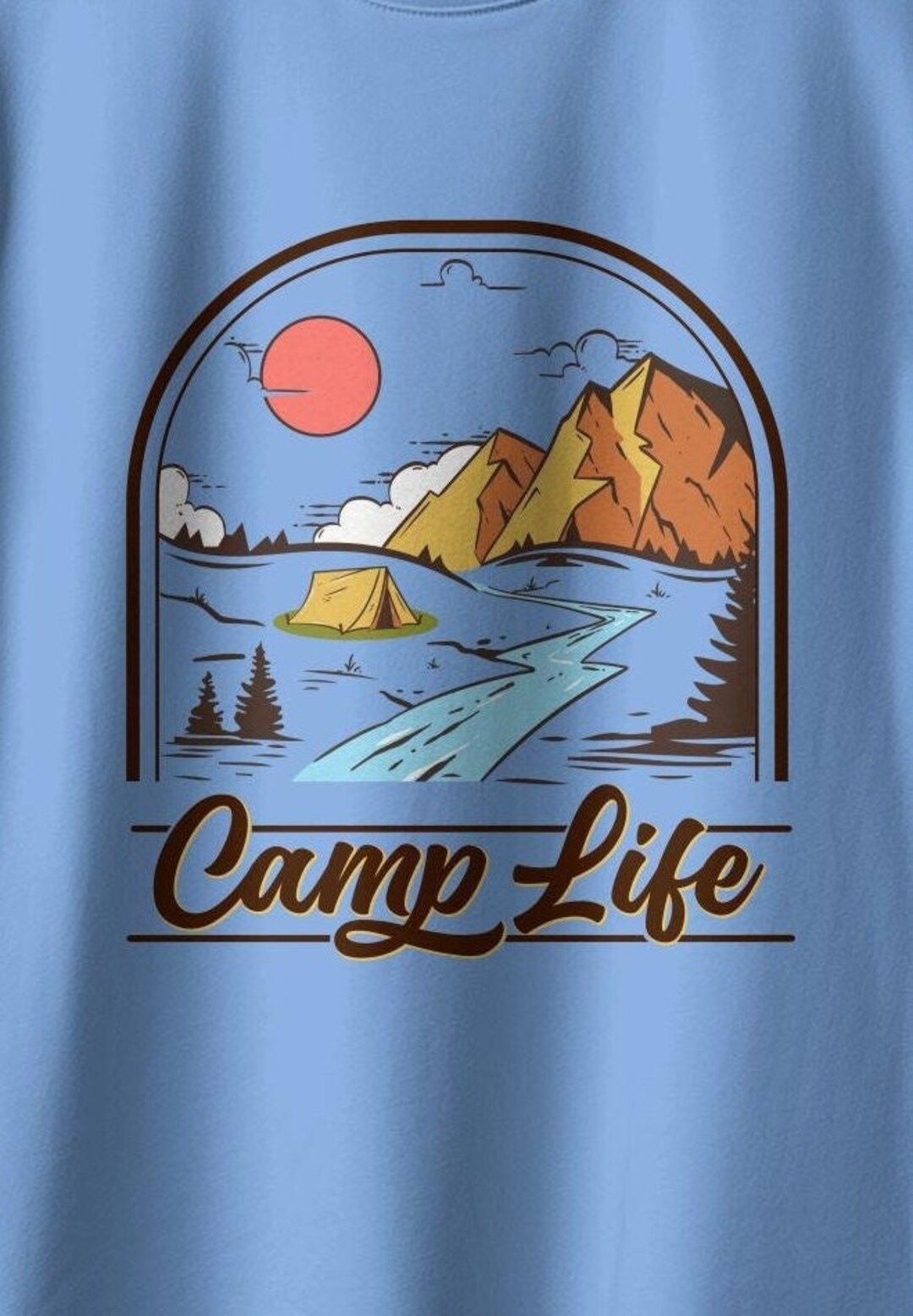 Camp Life T-shirt, Mountain Camping Scene, Outdoor Adventure Tee ...