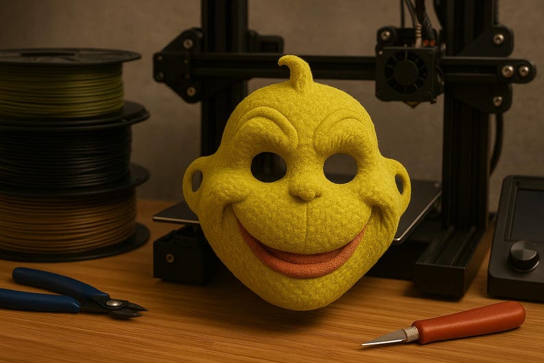 Grinch Kids Mask STL | Wearable 3D Printable Face Mask | Holiday ...