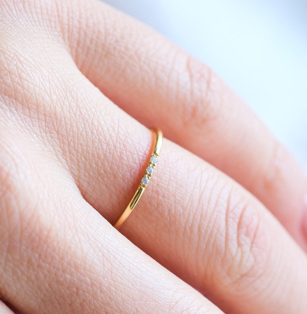 14K Solid Gold Super Thin Ring, Thin Wedding Band, Simple Gold Ring ...