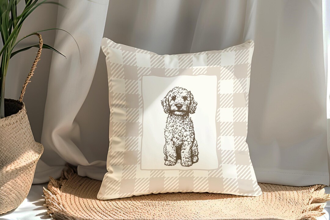 Goldendoodle Throw Pillow: Cottagecore Farmhouse Dog Cushion - Etsy