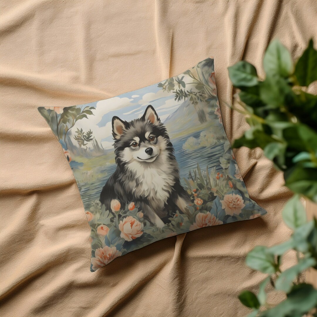 Pomsky Art Square Pillow, Artistic Home Decor, Impressionist Cushion ...