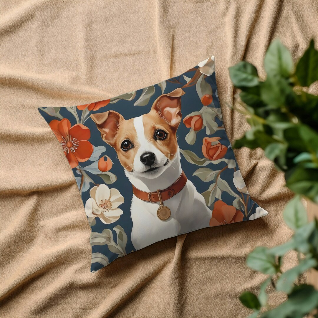 Jack Russell Terrier Pillow Modern Art Floral Design, Georgia O'keeffe ...