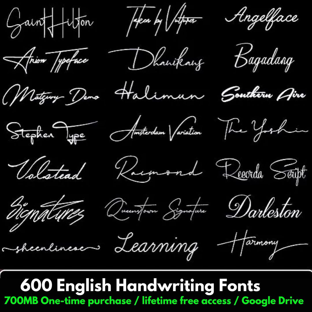 600 English Handwriting Fonts 700MB One-time Purchase Lifetime Free ...