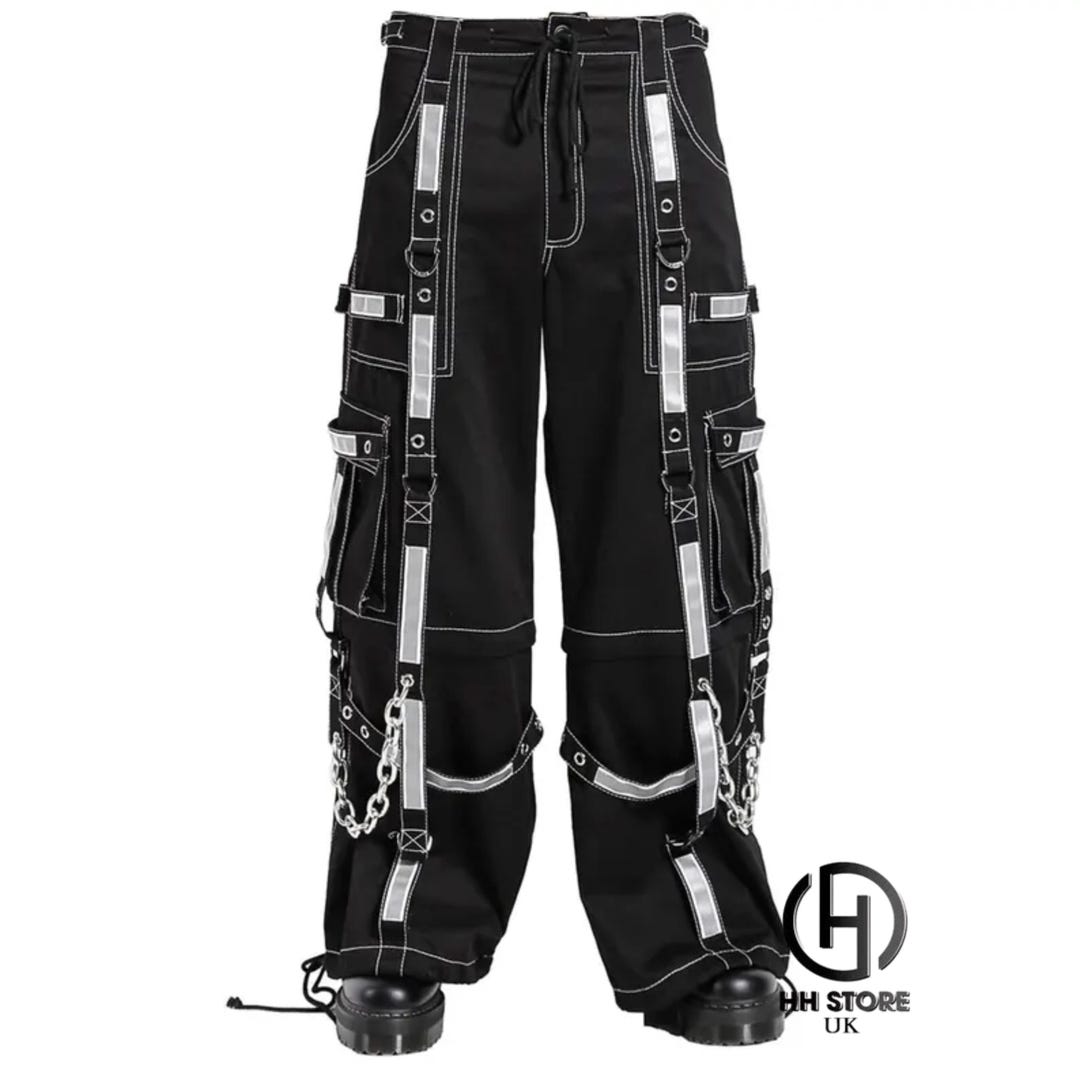 Men's Gothic Black Pant Reflector Pant Alternative Pants Gothic ...