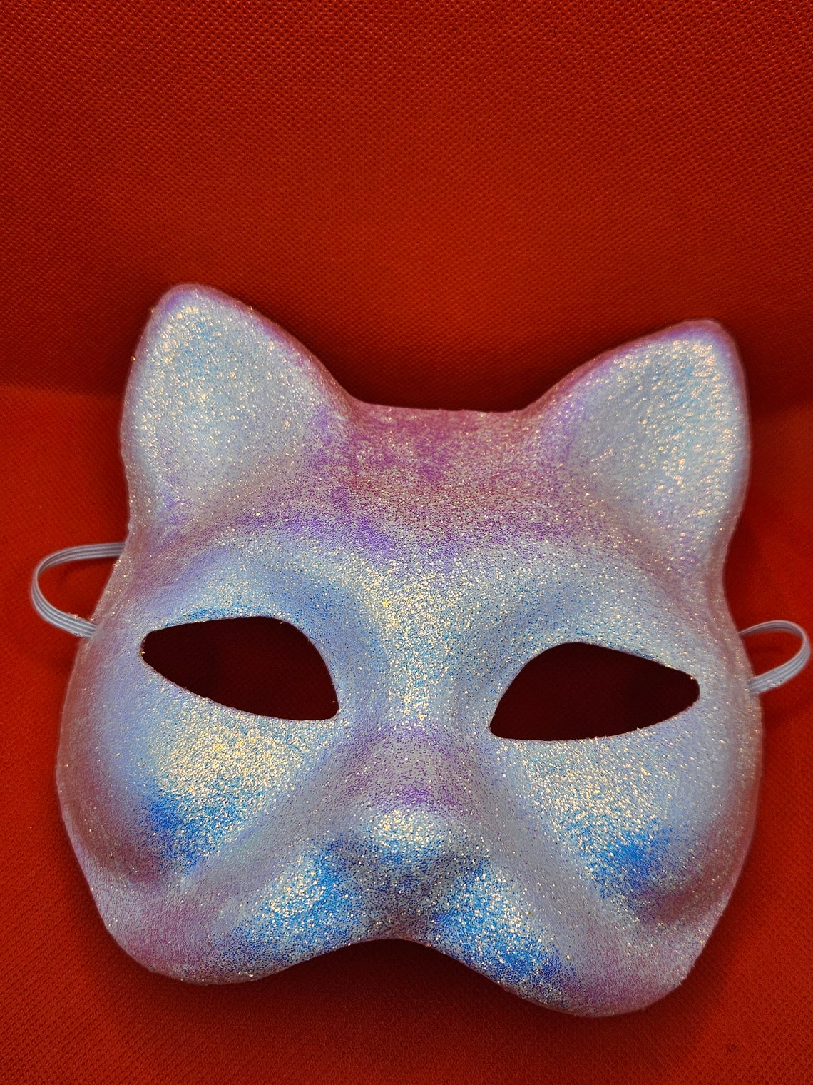 Glittery White Cat Mask Cosplay Masks Therian Masks Cat Cosplay Therian ...