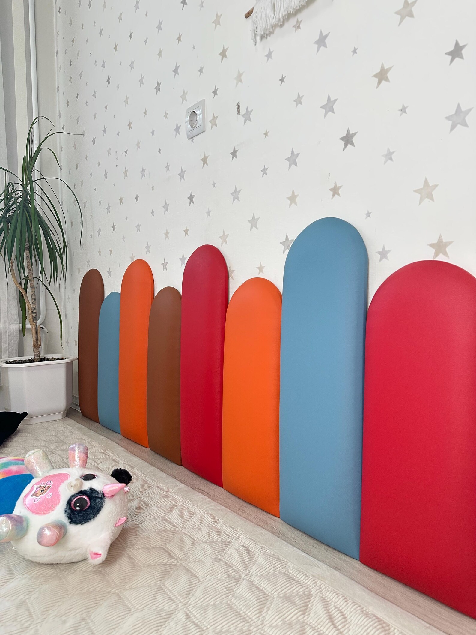 Colorful Wall Panels for Kids Room, Soft Upholstered Faux Leather ...