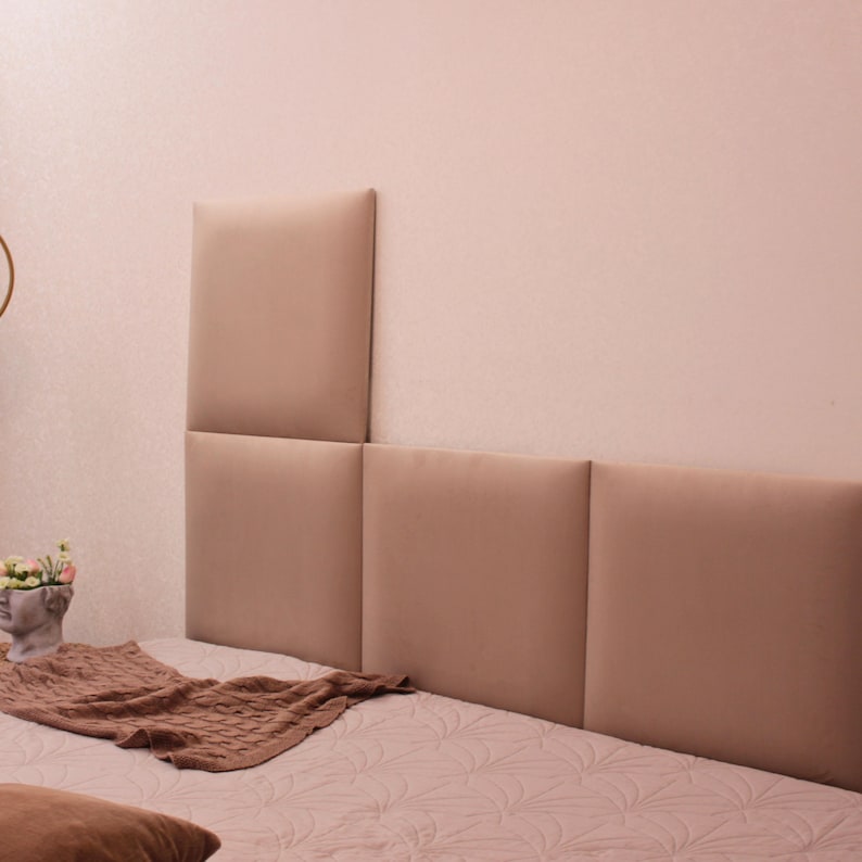 Square Upholstered Wall Panels, Custom Padded Fabric Headboard Tiles ...