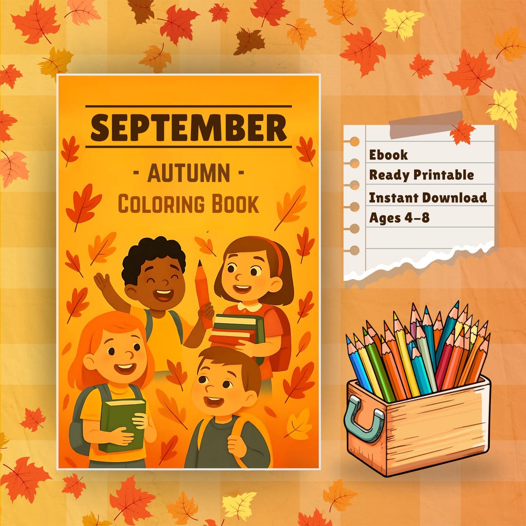 September Coloring Book for Kids | Back to School & Autumn Printable ...