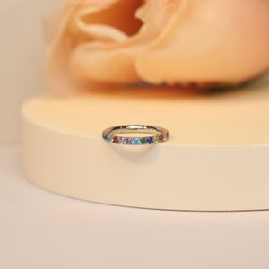 316L Medical Steel Piercing Jewelry Hinge Seamless Rainbow Zirconia ...
