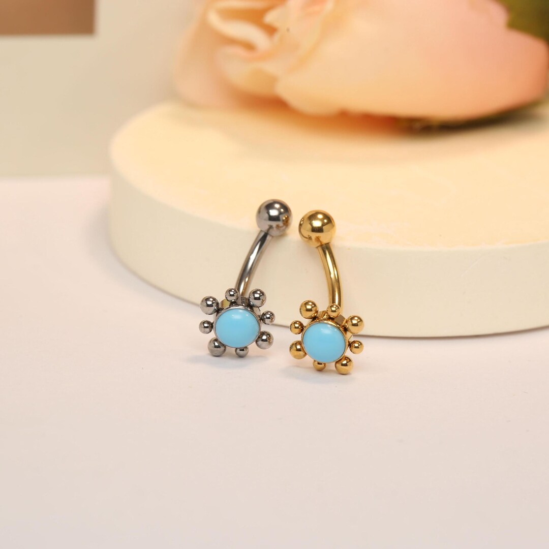 14G Blue Turquoise Navel Ring Belly Button Piercing Belly Button ...