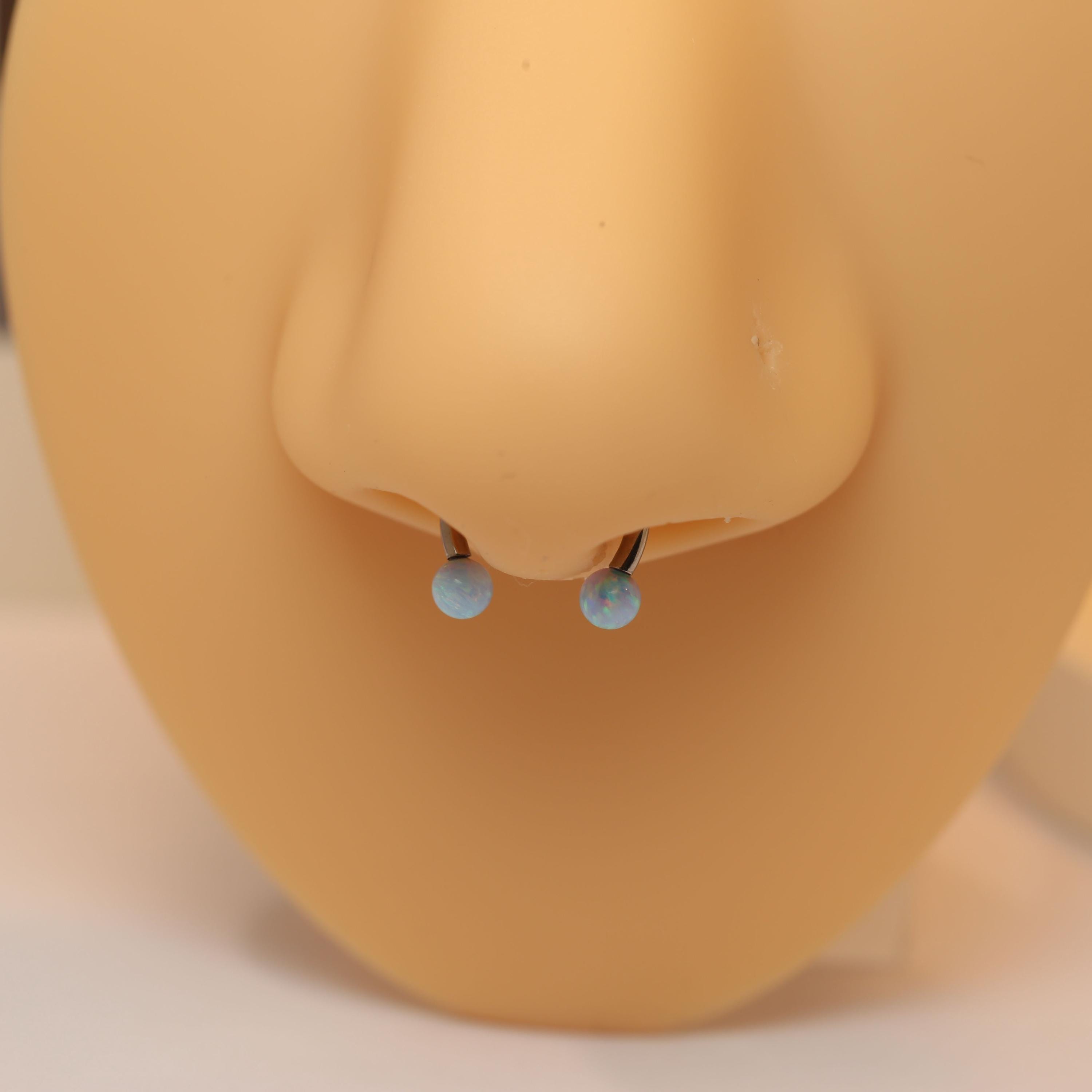 Septum Horseshoe Nose Ring Cute Opal Nose Ring 16G Surgical Steel ...
