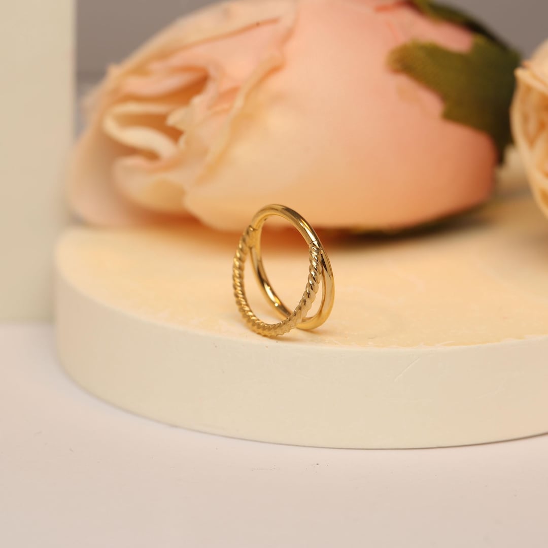 Double Open Nose Ring Single Side Twist Nose Ring Nose Ring Hoop 16G ...