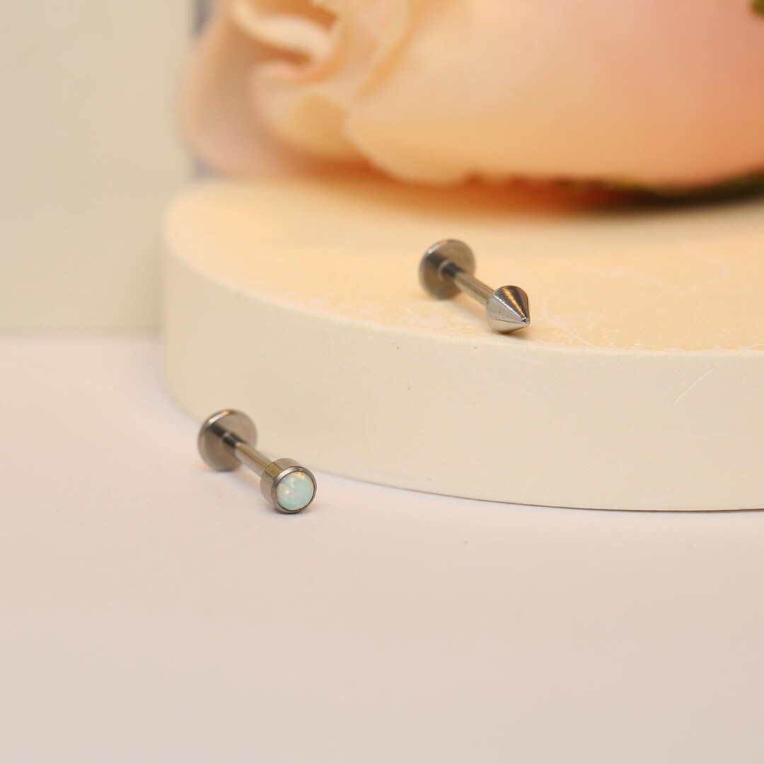 Conical Lip Stud / Opal Lip Stud Flat Bottom Piercing Jewelry 16G Lip ...